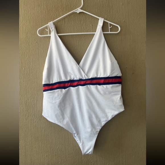 VENUS | Swim | Venus V Neck Plunge Red White Blue One Piece Swim ...